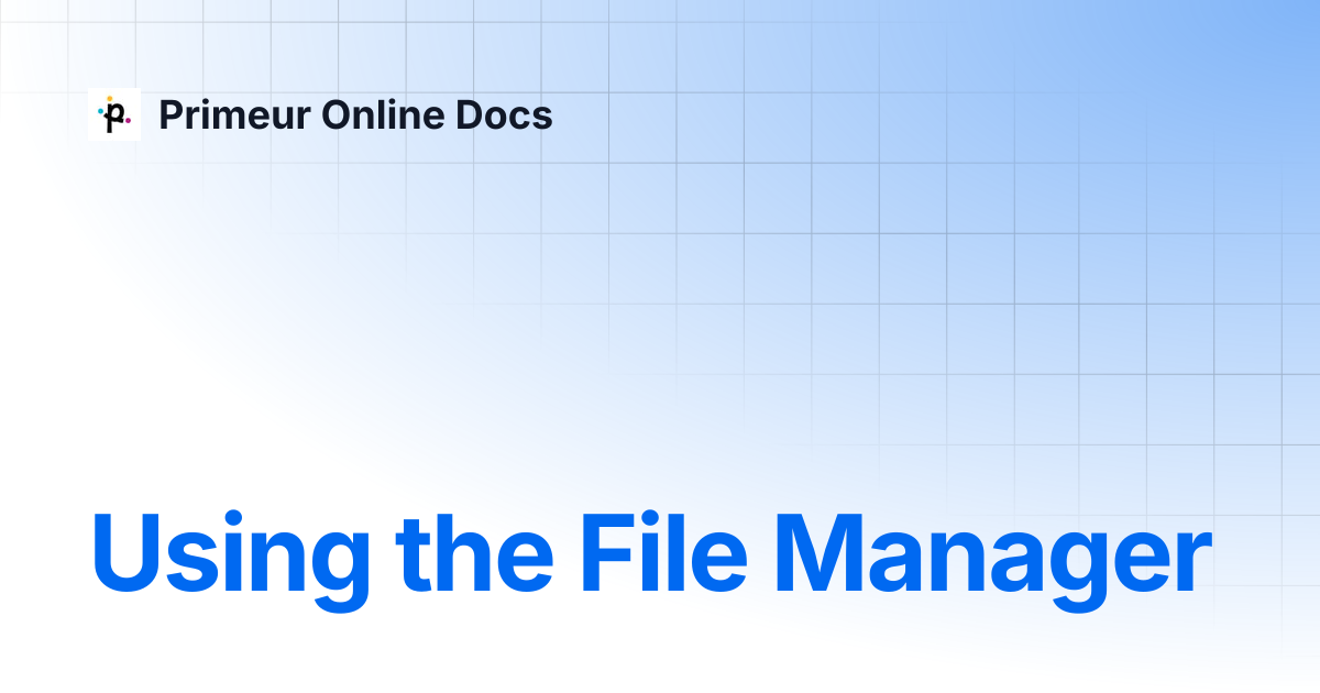 Using the File Manager | Data Mover Smart 1.1.18 | Primeur Online Docs